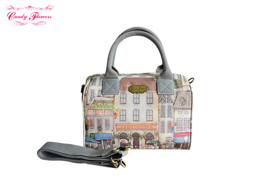 Fashion Lady Digital Printed Bags Street Scene Painting Weatherproof