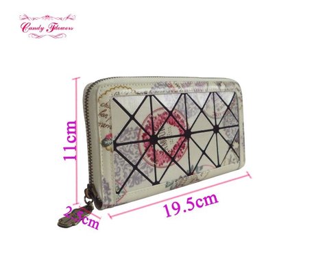 PVC Coated Canvas Ladies Card Wallet , Women Floral Prism Basic Wallet