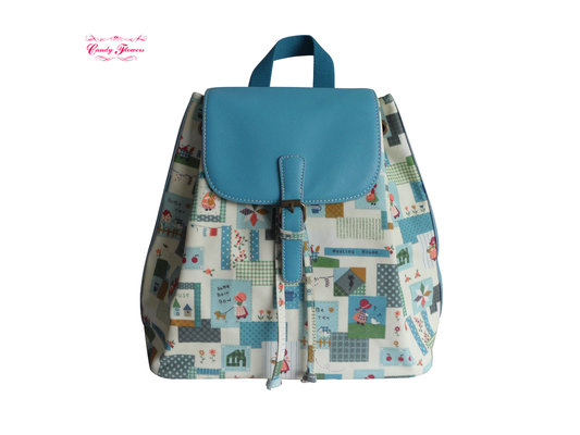 Floral Printed Drawstring Canvas Ladies Backpack Weatherproof