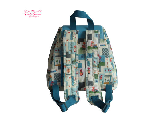 Floral Printed Drawstring Canvas Ladies Backpack Weatherproof