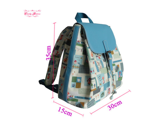 Floral Printed Drawstring Canvas Ladies Backpack Weatherproof