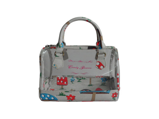 2 in 1 Clear Transparent  Waterproof Floral Print Handbags with  Small Cosmetic Bag
