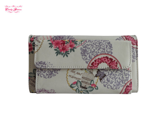 Ladies Floral Mobile Phone Wallet White with Removable Strip