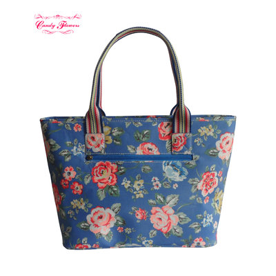 Large Volume Floral Printed Waterproof Canvas Shoulder Bag for Women