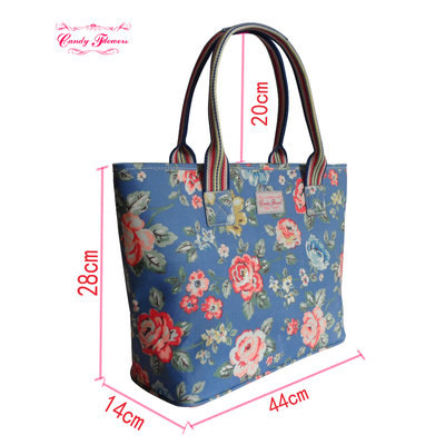 Large Volume Floral Printed Waterproof Canvas Shoulder Bag for Women