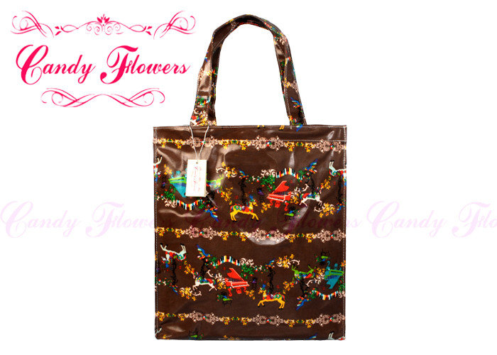 Vintage Waterproof PVC Printed Reusable Shopping Bags Wood Horse Pattern