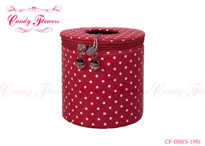 Home Cute tissue holder Canvas Storage Boxes , Red and white polka dot