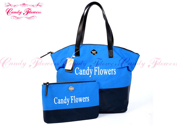 Blue and Black big cloth tote bags for women , shoulder tote bags