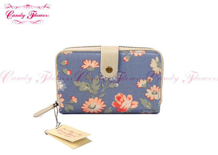 Royal Blue Floral id credit card wallet with a lot of card slots for Ladies
