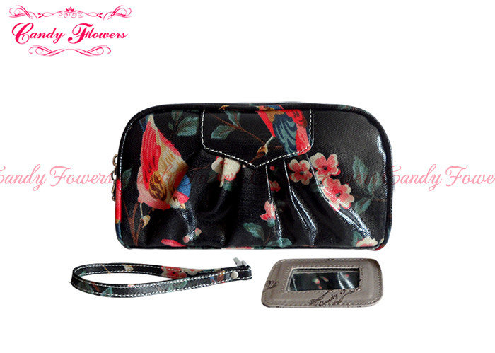 Small Waterproof Personalized Makeup Bags Floral Birds Pattern For Women