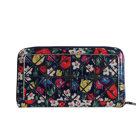 PVC Coated Canvas Ladies Card Wallet , Women Floral Prism Basic Wallet
