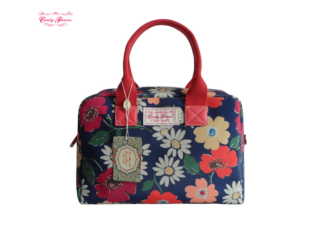 Detachable Strip Canvas Tote Bag Colorful Paradise Flowers