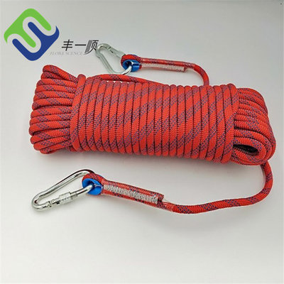 9.5mmx30m Polyester Static Climbing Rope With Sewing end carabiner