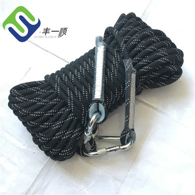 9.5mmx30m Polyester Static Climbing Rope With Sewing end carabiner