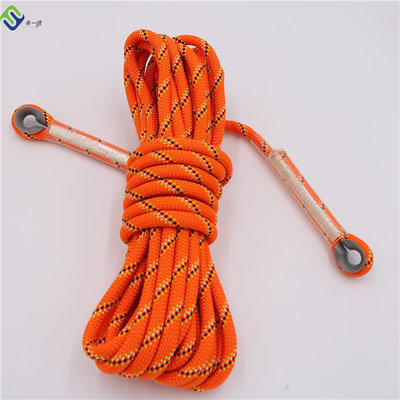 Orange Color 9mm*15m Polyester Static Rock Climbing Rope
