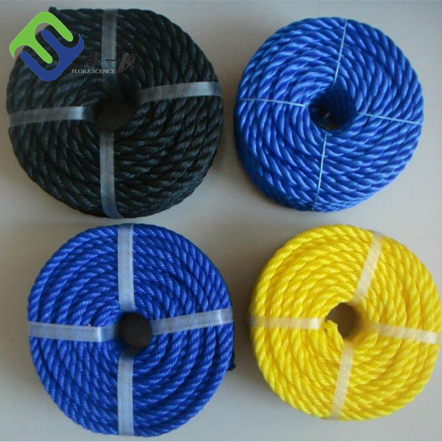 5mmx220m Yellow Color 3 Strands Polyethylene Rope With Customized Packing