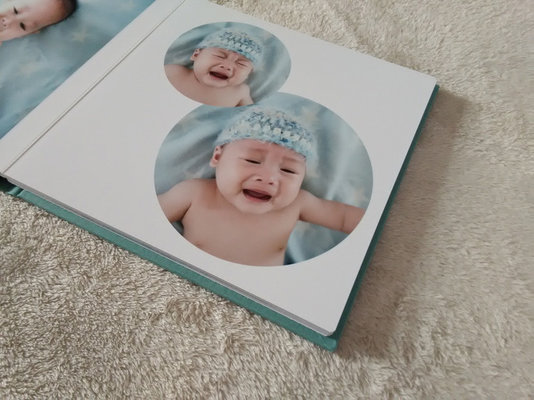Beautiful Pregnancy / Kids Cyan Cloth Covered Flush Mount Album 14x10