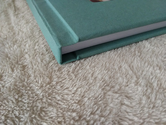 Álbum de foto cubierto de tela ciánico 12x16, álbumes de Flushmount de los recuerdos del amor