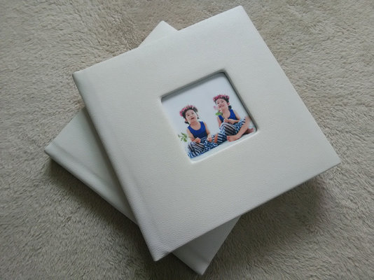 Cool 12x8 White Leather Round Spine Photo Albums , Square Corner Inner Pages
