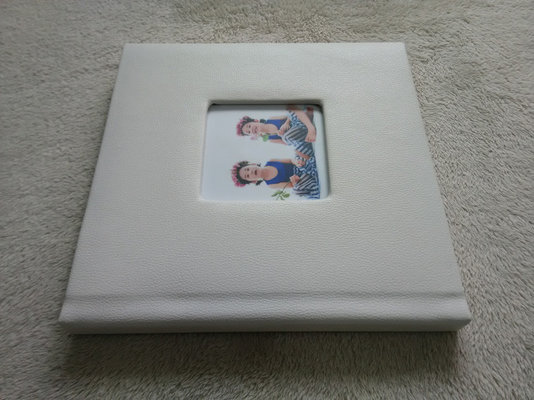 Homemade Flat Spine 11x11 White Leather Bound Photo Album Waterproof Pages