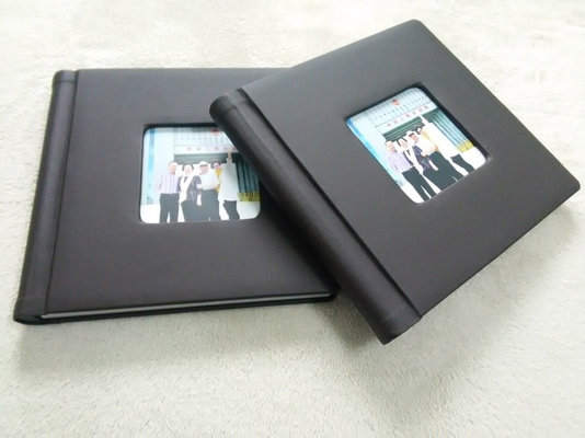 Classical Brown Leather Custom Flush Mount Album With Printed Words