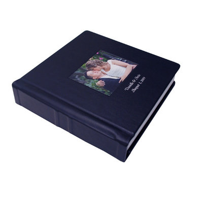 Beautiful Black Leather / Gloss lamination Custom Flush Mount Album 8x6 Landscape Black