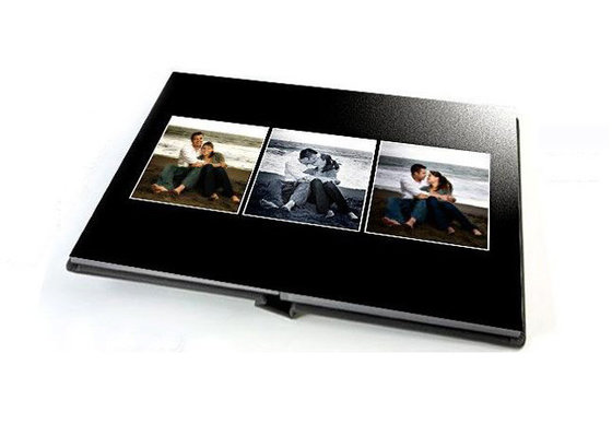 Custom Black Leather Waterproof Flush Mount Wedding Albums 14x10 inch