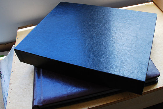 Custom Photo Album Materials , 12X12 inch Square Thick Wooden Black Leather Box