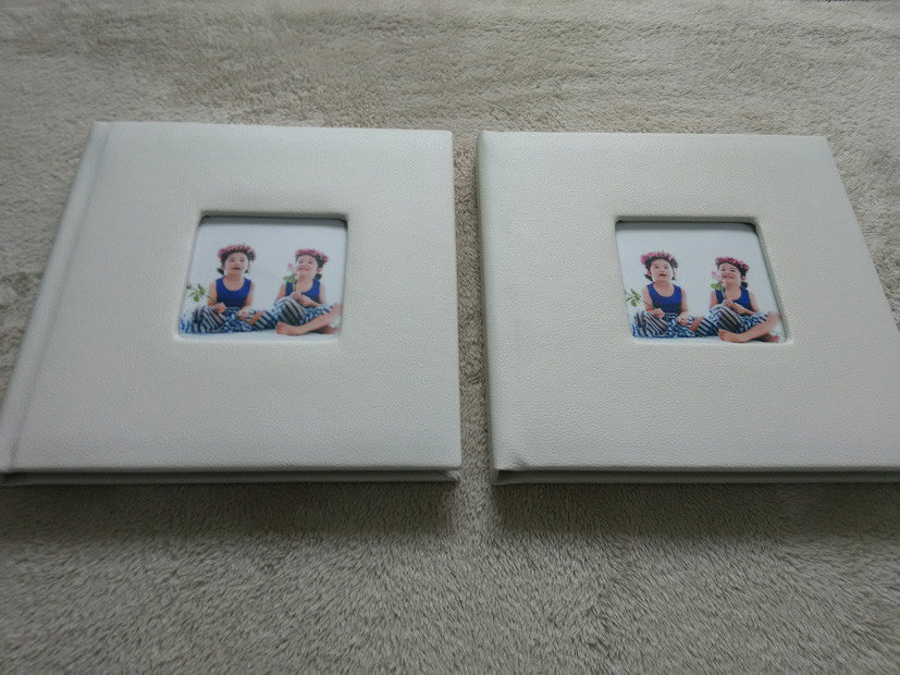 Cool 12x8 White Leather Round Spine Photo Albums , Square Corner Inner Pages