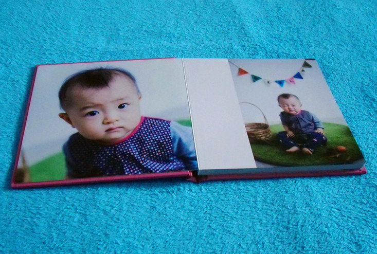 Unique Square 11x11 Baby Girl / Boy Flush Mount Photo Album With Red Leather