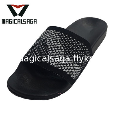 Men casual textile vamp flip flops outdoor comfort knit flat slipper upper