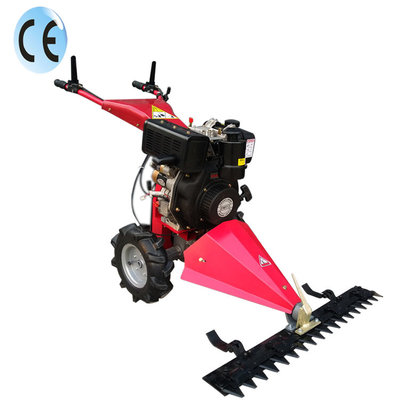 Diesel power scythe mower for garden grass mowing / walk behind sickle bar mower for sale