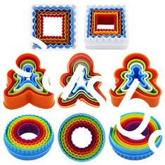 China Custom 3D Bakeware Cookie Tools Set Colorful Plastic Round Cookie Cutter supplier