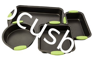 China Bakeware Set Premium Nonstick Baking Pans Set of 5 ligh Blue Silicone Handles include Pie cake Pan Square Cake Bread Pan supplier