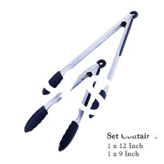 China Food Grade Non-Stick Silicone Tips Stainless Steel Kitchen Serving Tongs supplier