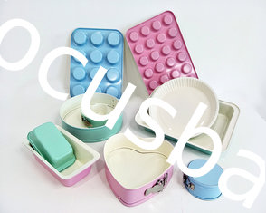 China Light Green Blue Pink Turquoise Non-stick Ceramic Coating Bakeware Set loaf muffin pan in Colorful Ceramic Coating supplier