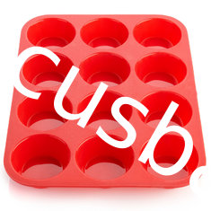 China Non-stick Heat Resistant Food Grade BPA-Free Bakeware Silicone 12-Cup Muffin Pan cake mold supplier