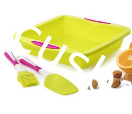China Square Cake Pan Baking Mold MeatLoaf bread Pie set with Spatula and Brush Extra Thick and Solid Silicone supplier