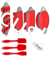 China Silicone Baking Molds Pans and Utensils Kitchen | Silicone Cake Brownie Loaf Muffin Mold 2 Spatulas Brush 6 Measuring supplier