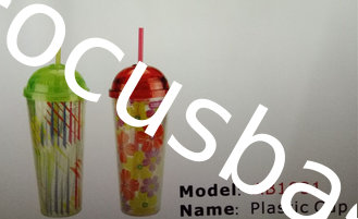 China FBAB1031 for wholesales PS/PP plastic eco-friendly BPA free cup with straw supplier