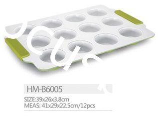 China Ceramic Coated Non-Stick Round Cake Mini Muffin Pan 6cups 12cups with silicone handle supplier