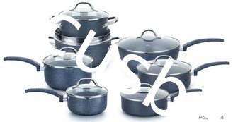 China Eco-friendly Aluminum Stone coating Nonstick Cookware Set Dishwasher Safe with soft handle supplier