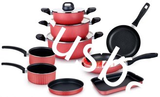 China Aluminum Prestige Non-stick Cookware casserole Sets With Silk Screen with glass lids supplier