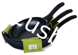 China Promotion Durable Non-stick Ceramic Aluminum Kitchen Pots and Pans Set, 8, 9.5, 11 inch Black Color Fry Pan Set supplier
