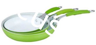 China Healthy Ceramic 3 PCS Nonstick Fry Pan Skillet Cookware Set For Induction supplier