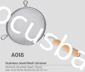 China New design kitchen helper stainless steel mesh strianer with wooden handle supplier