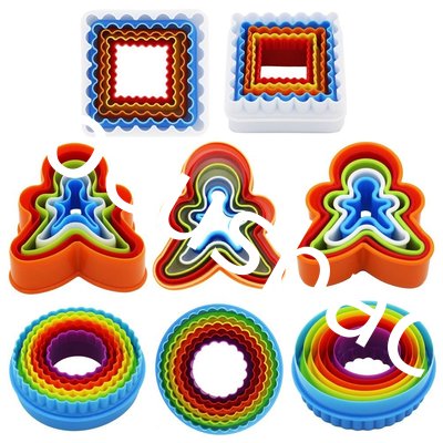 Plastic Multi-size set of 6 Multi-color Two-sided Round Cookie Biscuit Sandwich Fondant Cutter Set supplier