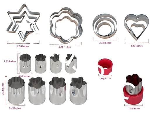 Stainless Steel Vegetable Cutter Shapes Set (20pcs) Vegetable Fruit Cookie Cutter Mold - Cute for Fun Food supplier