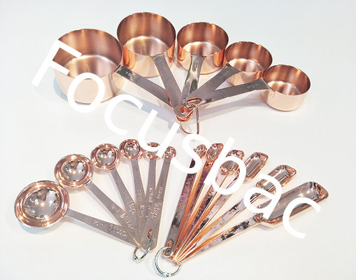 5pcs BPS Free stainless steel copper measuring cup and Spoons for daily use items supplier