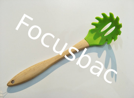 hot sale silicone kitchen Utensils cooking tools with wood bamboo handle Nonstick Cookware supplier